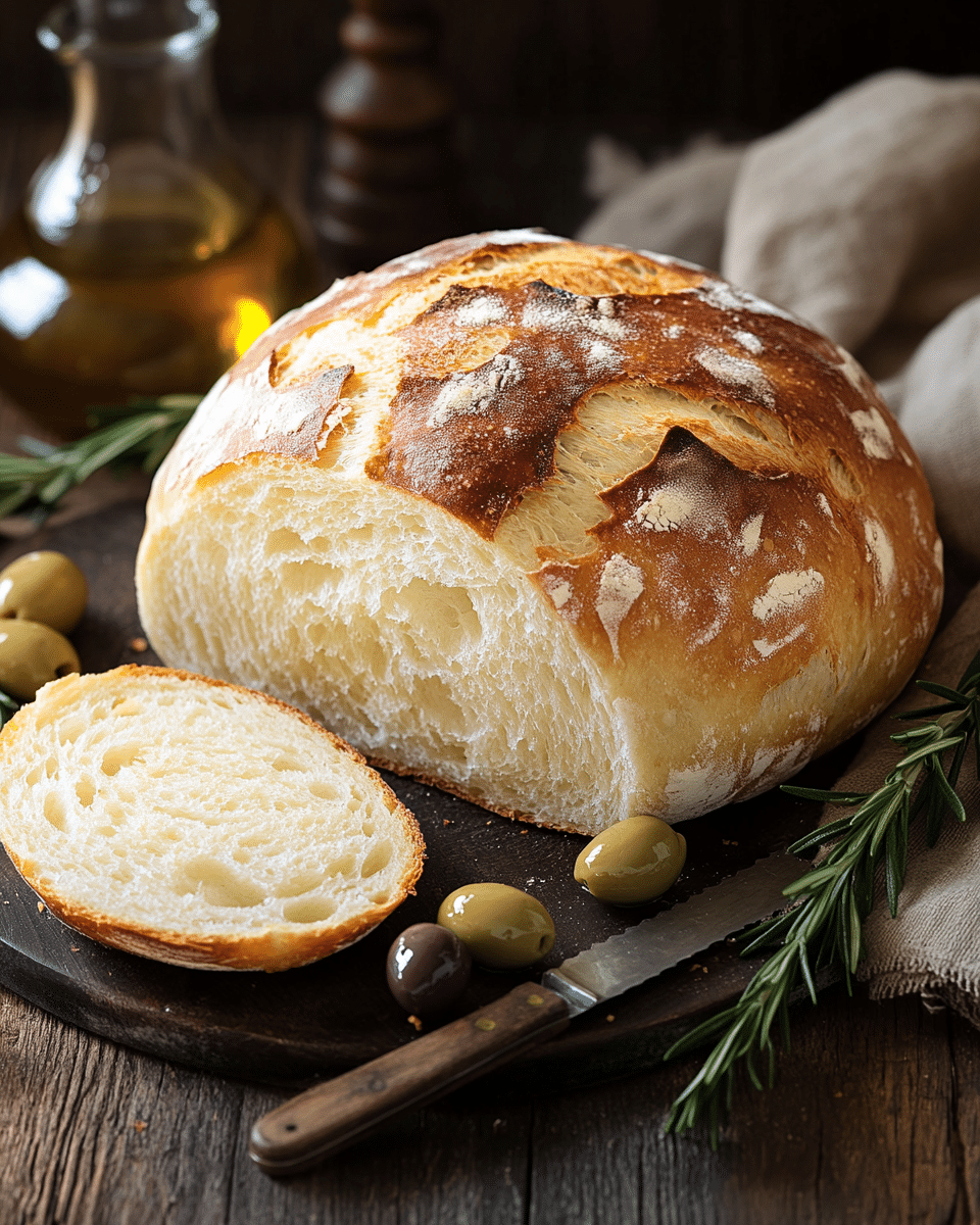 Rustic Italian Crusty Bread (No-Knead and Easy!)