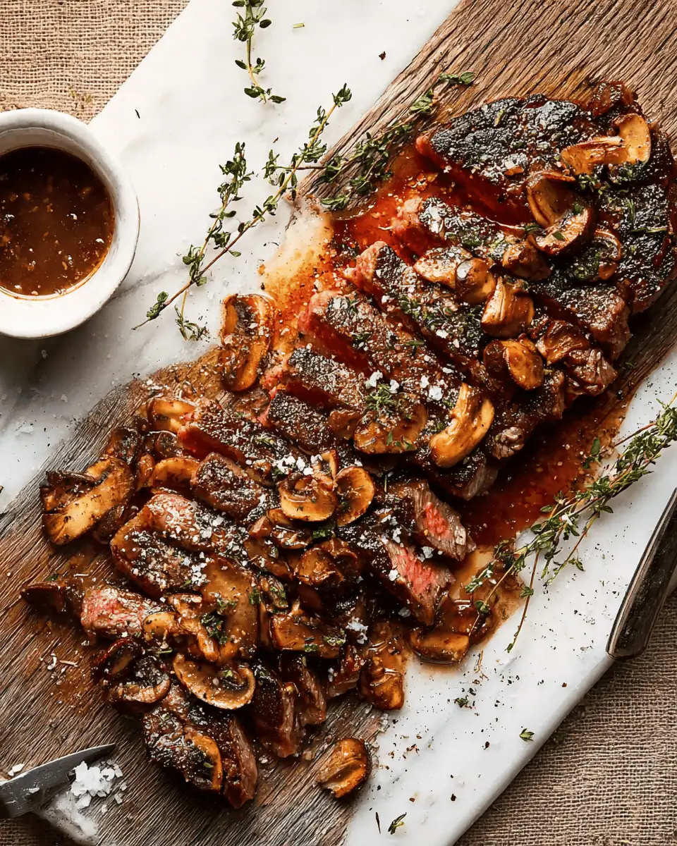 Pan-Seared Rib-Eye with Classic Mushroom-Hunter's Sauce